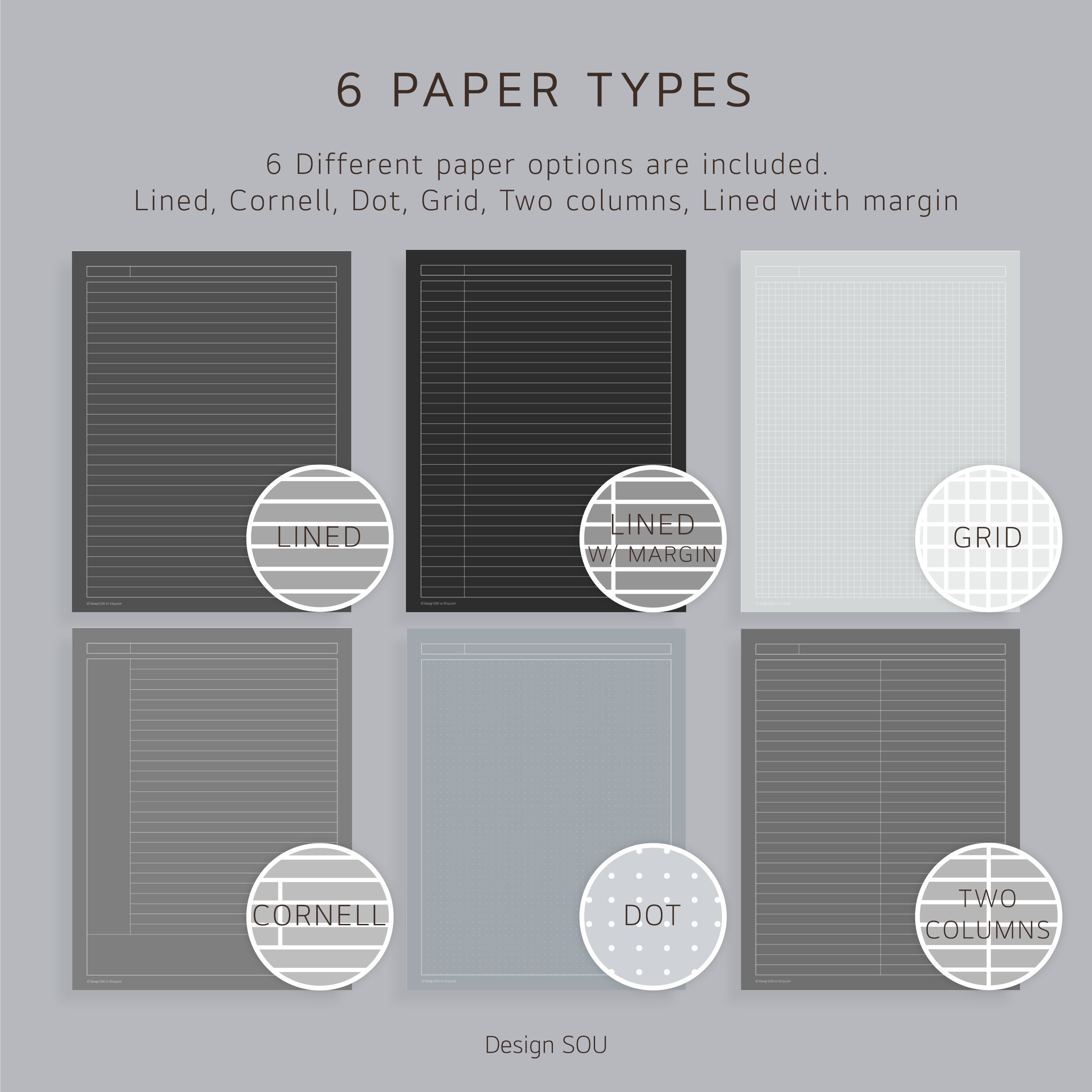 48 Black & Gray Digital Note Taking Paper With White Line A4 Letter - Etsy