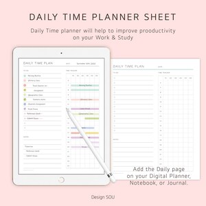 Printable Daily Time Planner Sheet | Undated | for Study & Work ...
