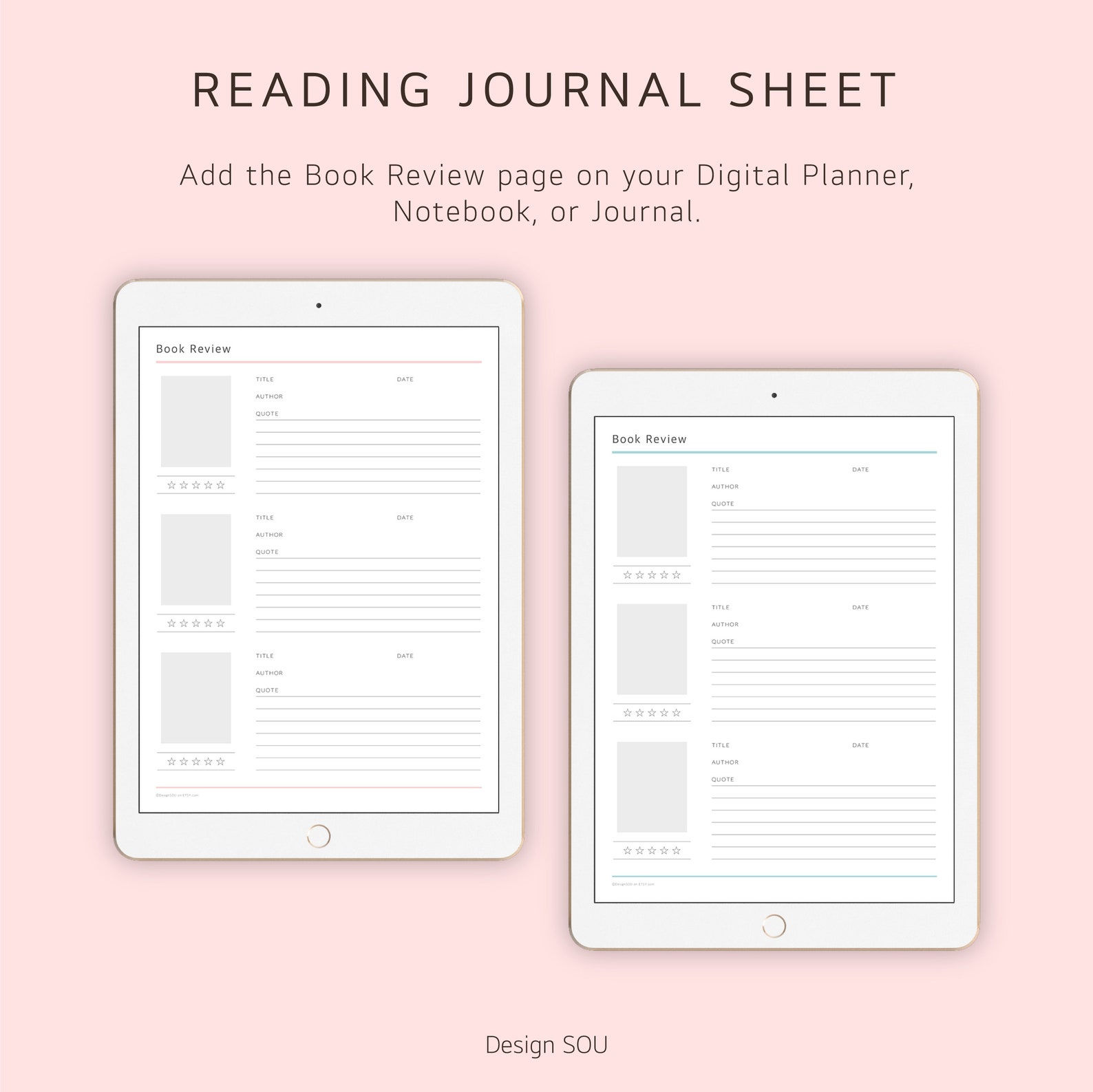 Reading Journal Sheet Digital Planner A4 Letter | Etsy