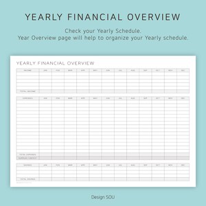 Yearly Finance Planner Sheet | Printable | Horizontal | Digital | A4 ...