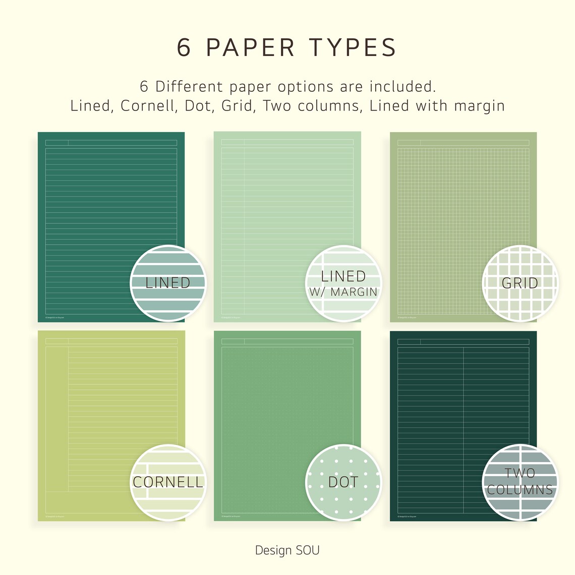 48 Green Digital Note Taking Paper with White line A4 | Etsy