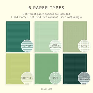 48 Green Digital Note Taking Paper With White Line | A4 + Letter - Etsy