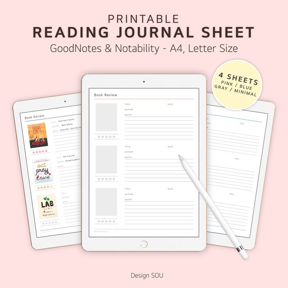 Reading Journal Sheet Digital Planner A4 Letter | Etsy