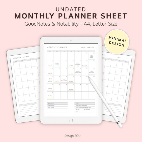 Undated Printable Monthly Planner Sheet Portrait Digital | Etsy