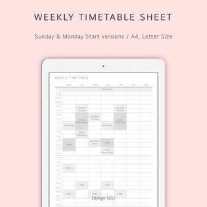 Weekly Timetable Sheet | Printable Planner Insert | Digital | A4 ...