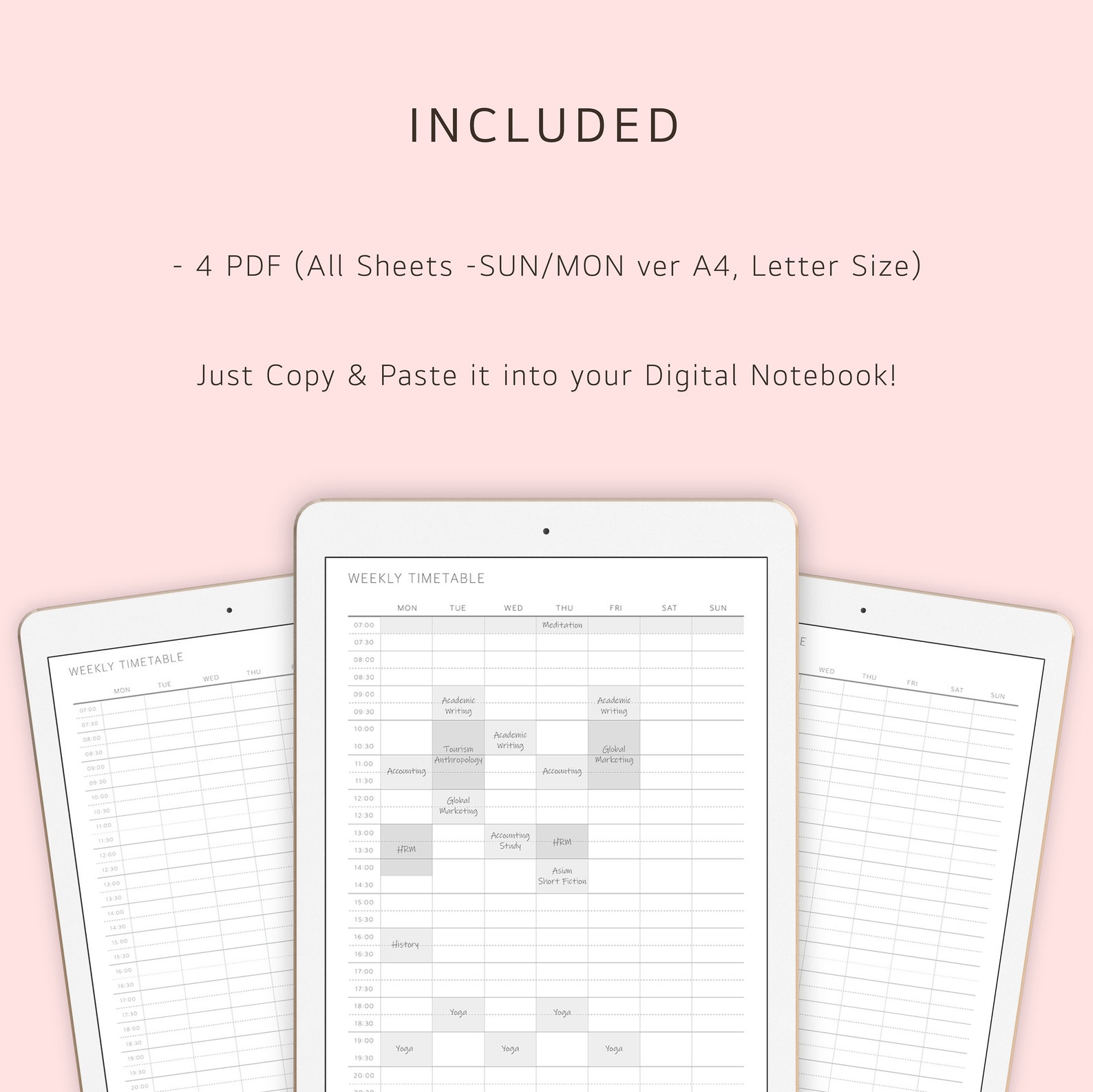 Weekly Timetable Sheet Printable Planner Insert Digital - Etsy