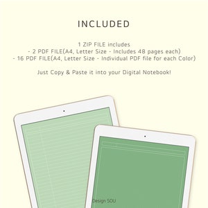 48 Green Digital Note Taking Paper With White Line | A4 + Letter - Etsy