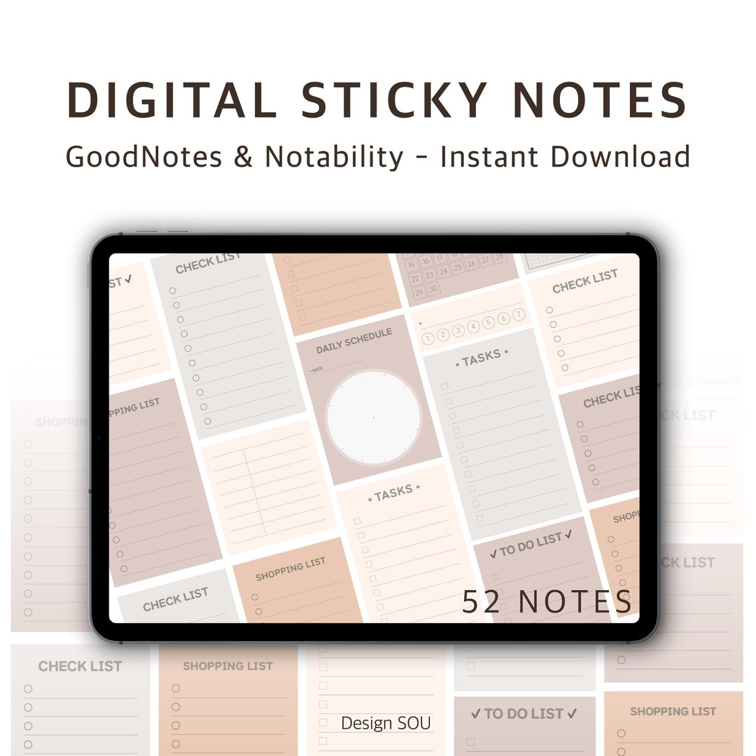Digital Sticker Pack Neutral Color Digital Sticky Notes for Digital ...
