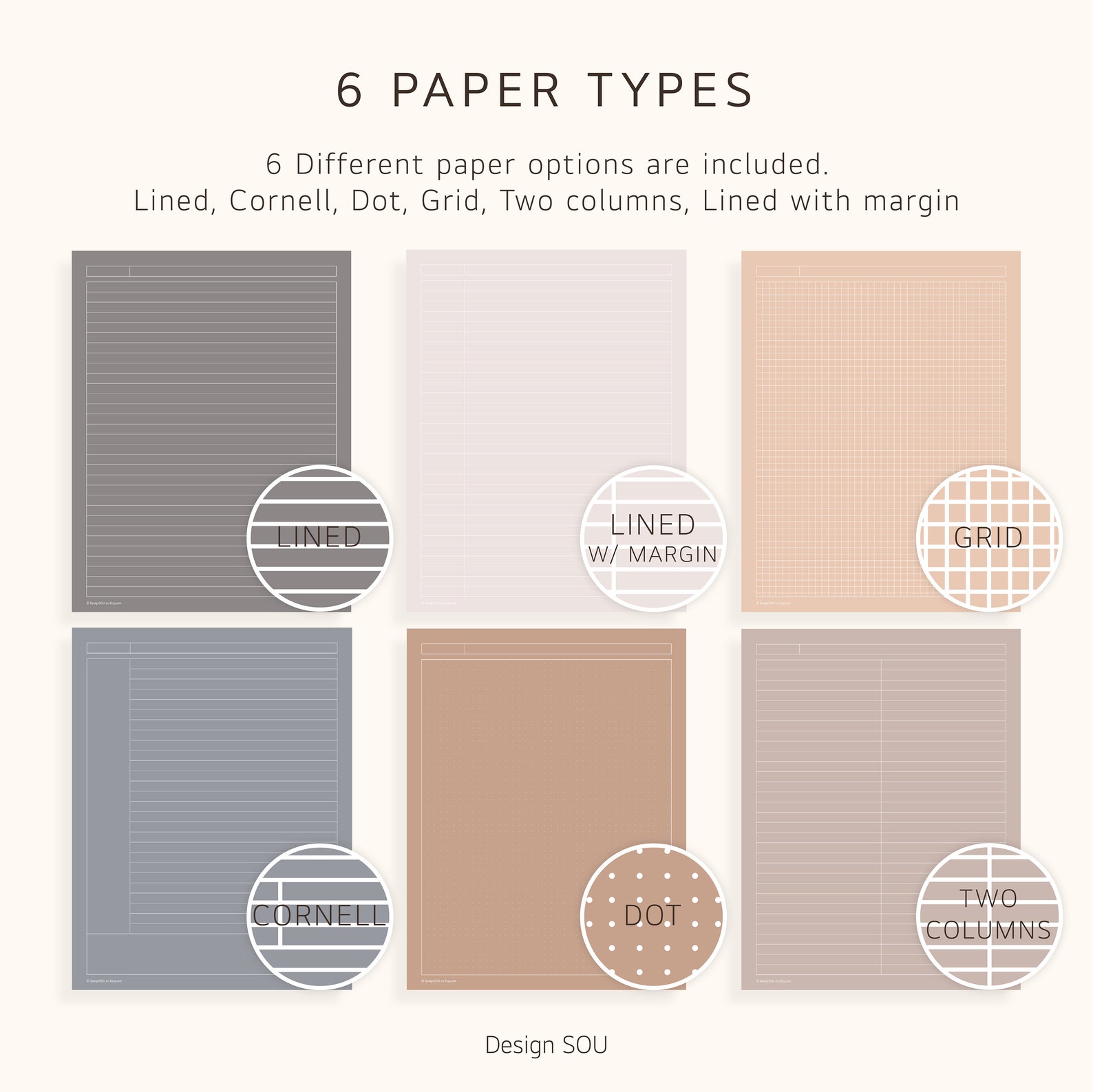 48 Neutral Digital Note Taking Paper With White Line A4 - Etsy