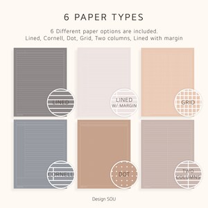 48 Neutral Digital Note Taking Paper With White Line | A4 + Letter - Etsy