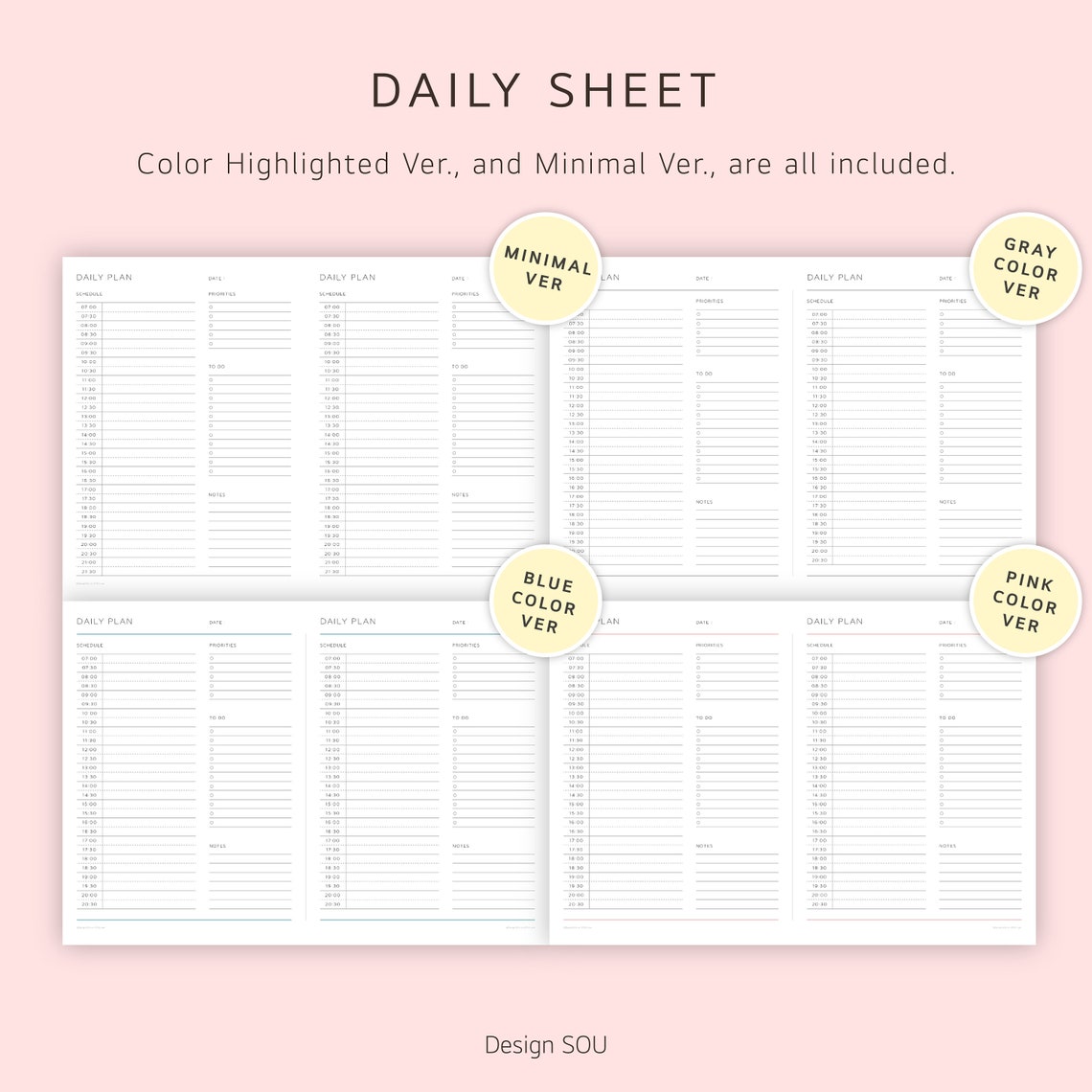 Undated Printable Daily Planner Sheet Two Days on One Page - Etsy