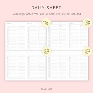 Undated Printable Daily Planner Sheet Two Days on One Page Landscape ...