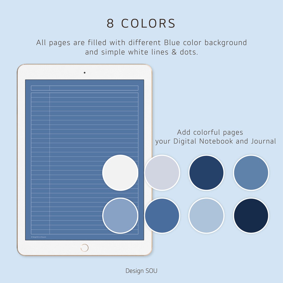 48 Blue Digital Note Taking Paper With White Line | A4 + Letter - Etsy