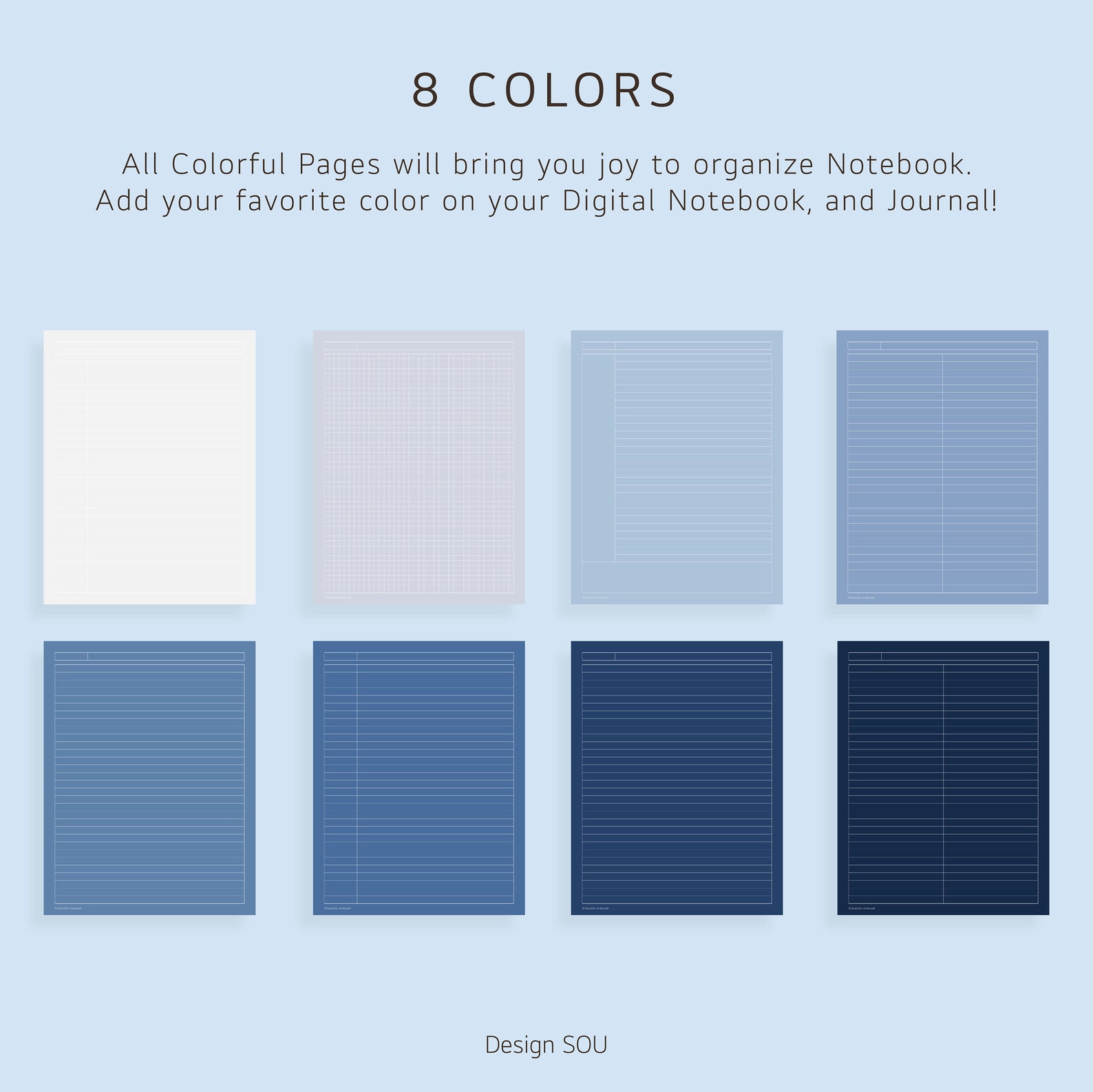 48 Blue Digital Note Taking Paper With White Line | A4 + Letter - Etsy