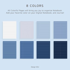 48 Blue Digital Note Taking Paper With White Line | A4 + Letter - Etsy