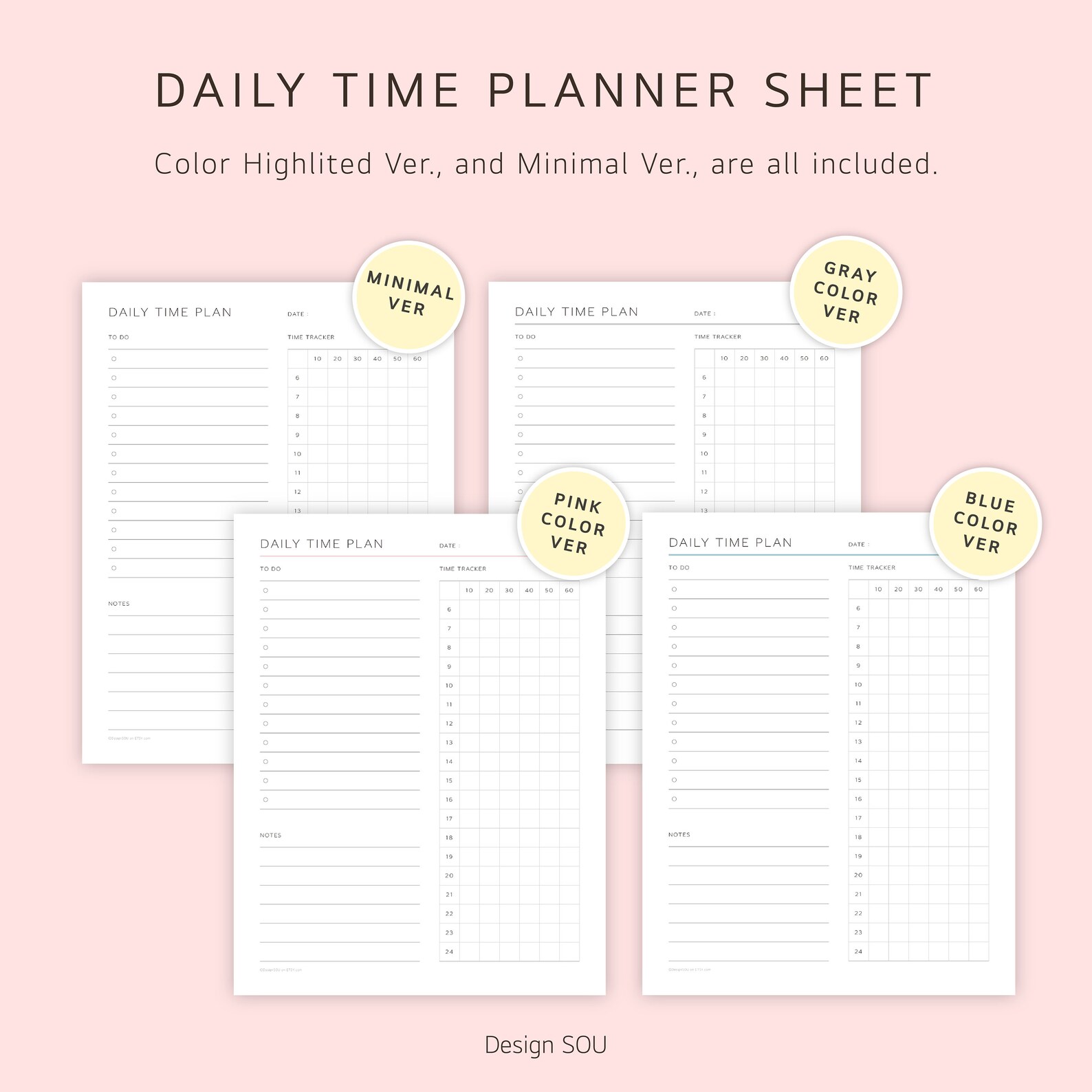 Printable Daily Time Planner Sheet Undated for Study & | Etsy