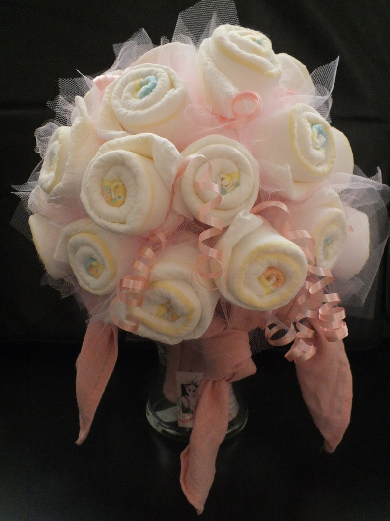 Large Diaper Bouquet Including Vase | Etsy
