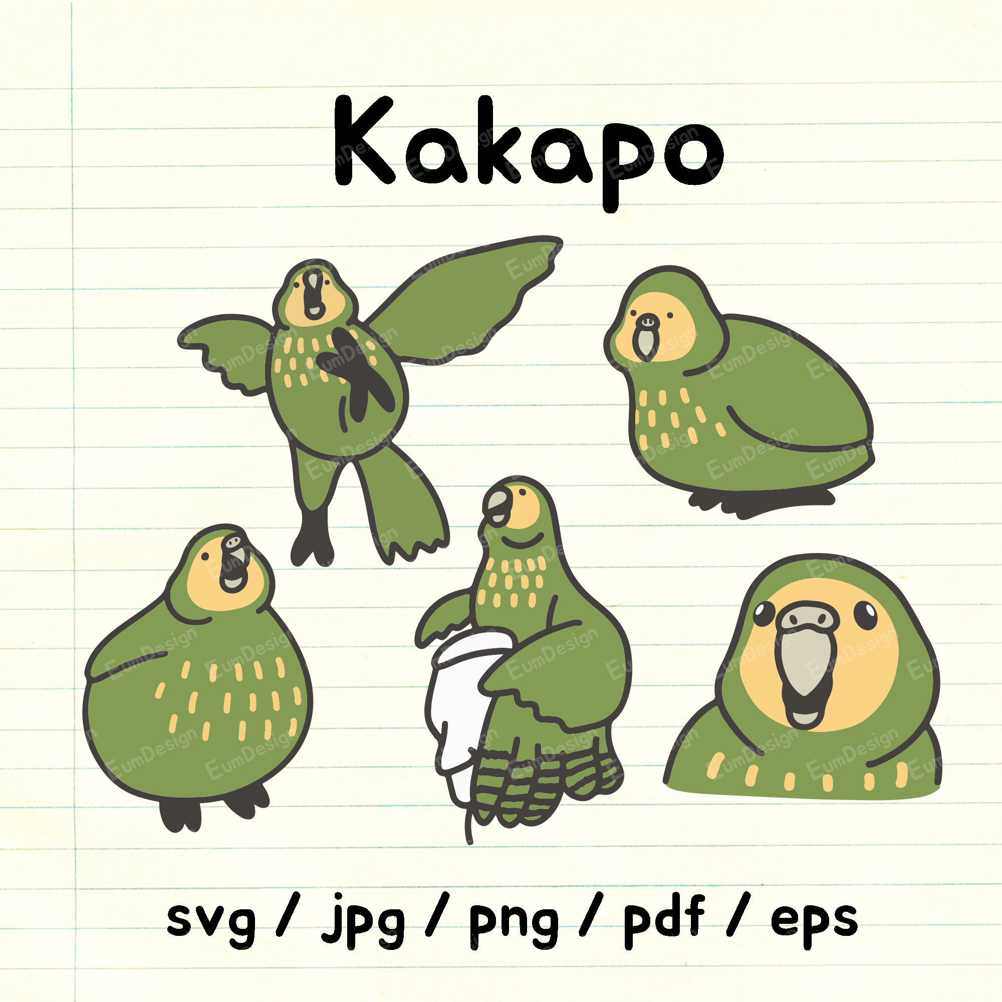 Cute Kakapo Image Cut File (svg, Jpg, Png, Pdf, Eps) - Etsy