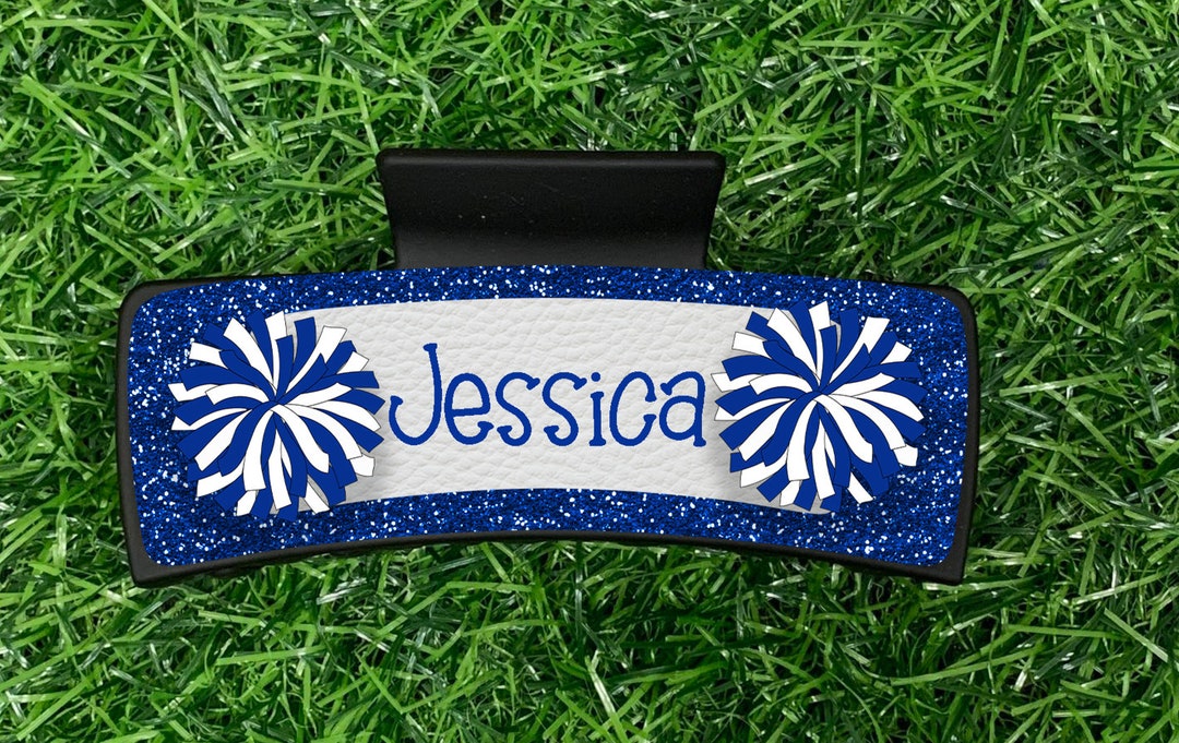 Cheer Pom Claw Clip: Royal Blue & White Sublimation Design (digital ...