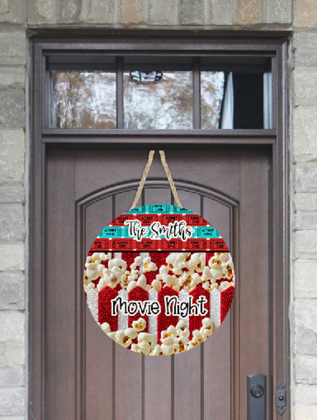 Popcorn Movie Round Door Hanger JPEG Digital Design for Sublimation - Etsy