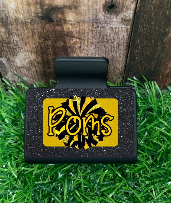 Black & Gold Cheer Pom Sports Claw Clip Accessory Digital Design for ...