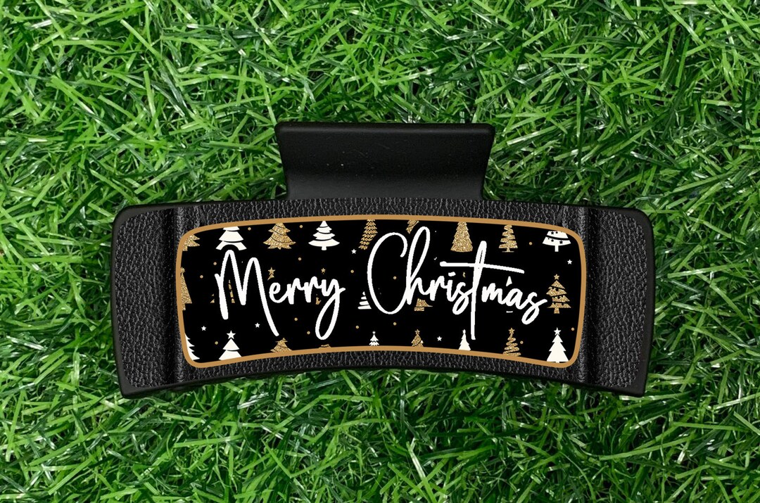 Black and Gold Christmas Claw Clip PNG Digital Design for Sublimation ...