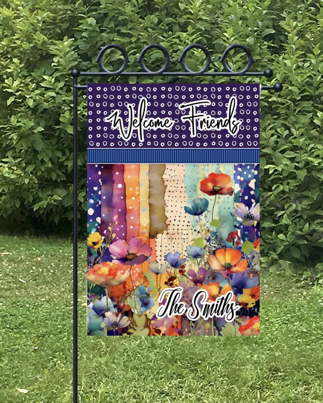 Boho Floral Stripe Garden Flag JPEG Digital Design for Sublimation - Etsy
