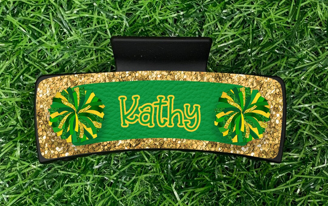 Cheer Pom Claw Clip: Green & Gold Team Accessory (digital Download) - Etsy