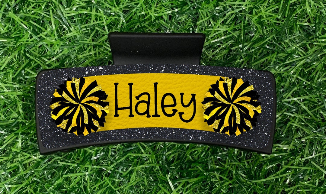 Black & Gold Cheer Pom Sports Claw Clip Accessory Digital Design for ...