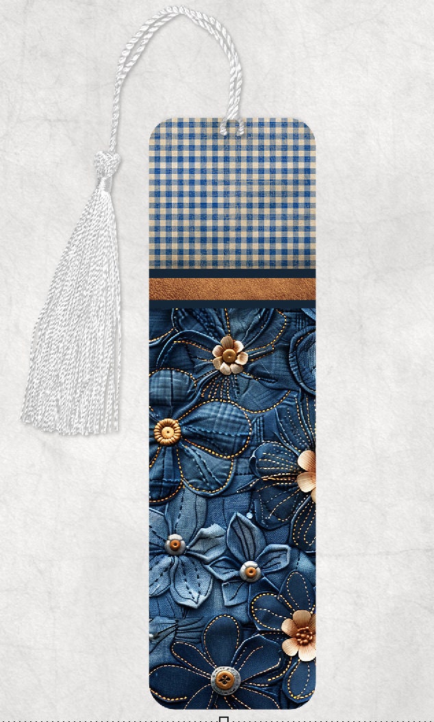 Denim Floral Bookmark PNG Digital Design for Sublimation - Etsy