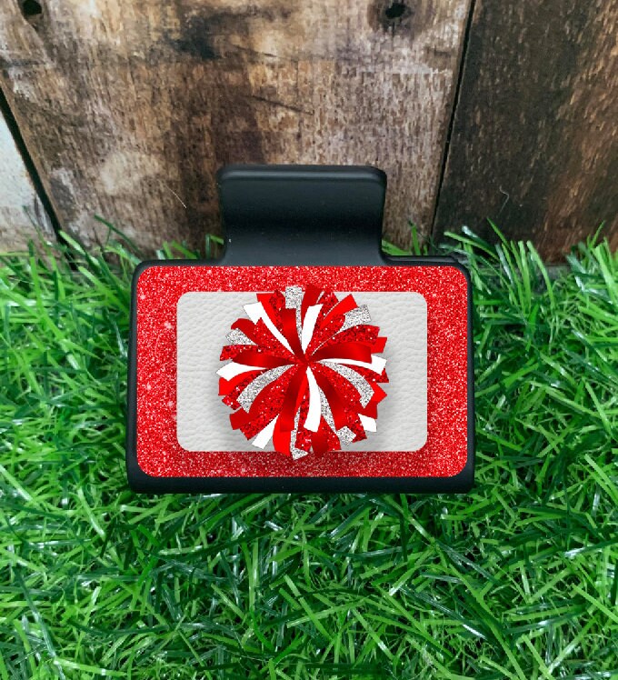 Red & White Pom Cheer Sports Claw Clip Accessory Digital Design for ...