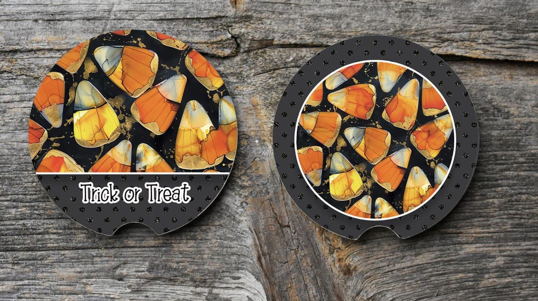 Candy Corn Halloween Fall Car Coasters PNG Digital Design for ...