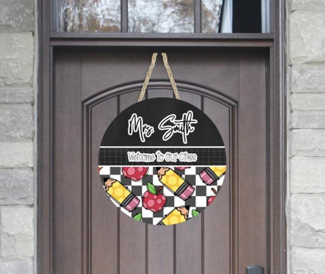 Checkered Teacher Door Hanger JPEG Digital Design for Sublimation - Etsy