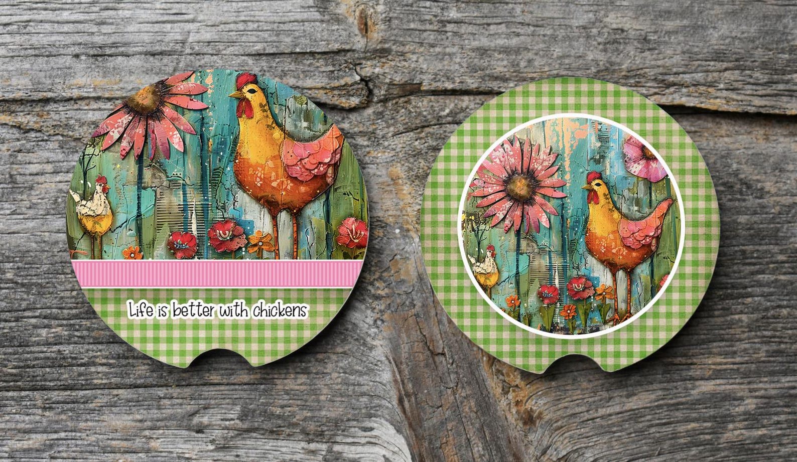 Boho Chicken Car Coasters PNG Digital Design for Sublimation - Etsy