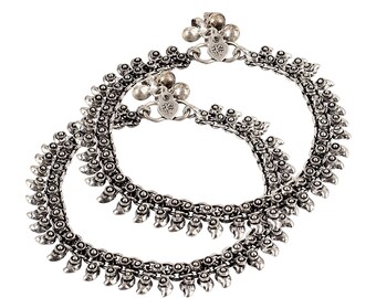 Silver Anklet Strand Anklet Oxidised Anklet Bollywood - Etsy