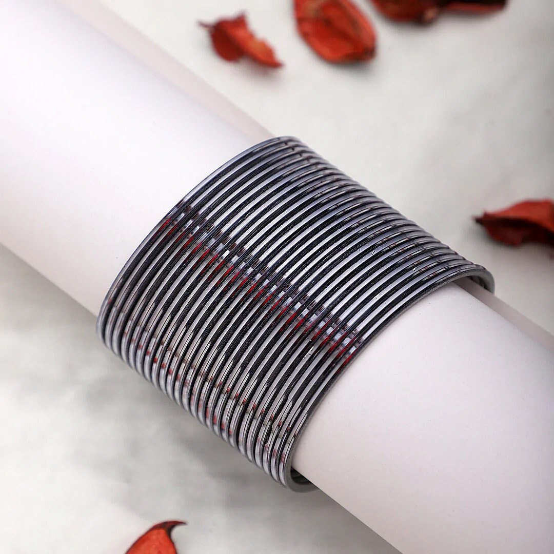 Indian Bangles Set 24 Shining Metal Bangles Indian Jewelry - Etsy