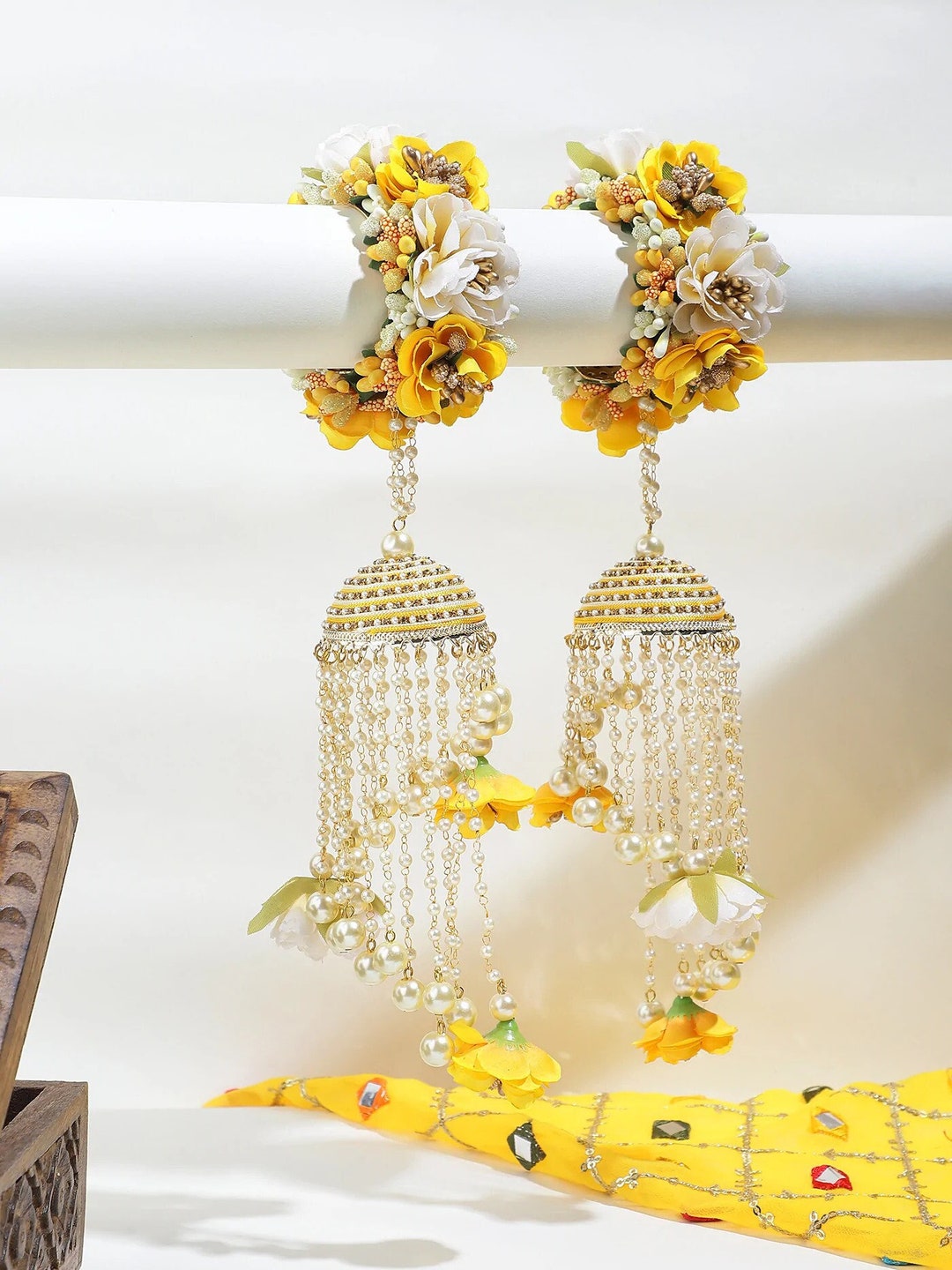 Yellow Beautiful Indian Artificial Flower Hand Kaleera for - Etsy