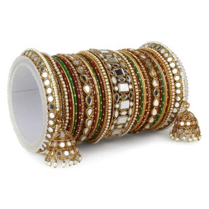Traditional Mirror Velvet Bangles Set With Jhumki, Wedding Bangles ...