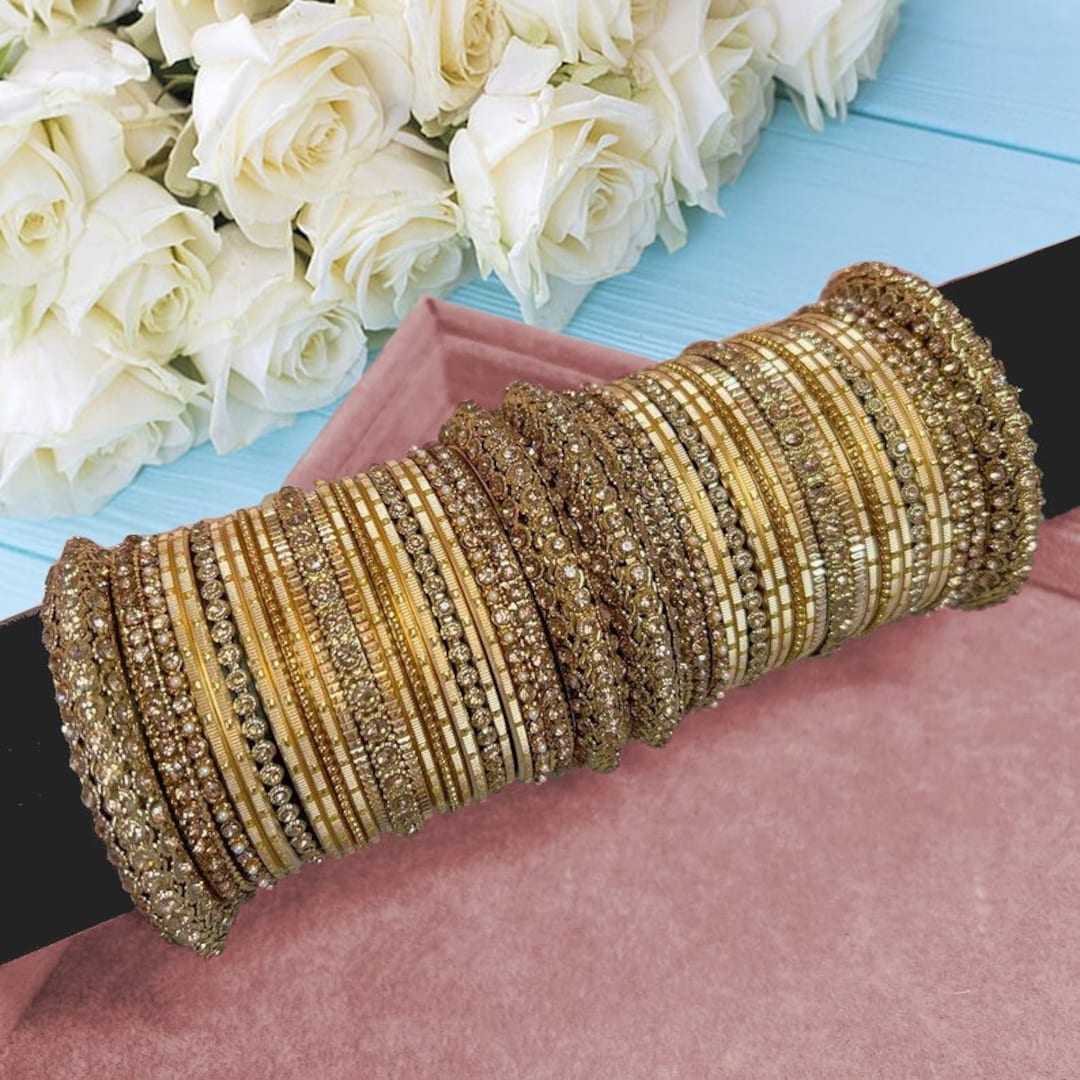 Designer Golden Metal Bangles indian Bangles bridesmaid Gift Golden ...