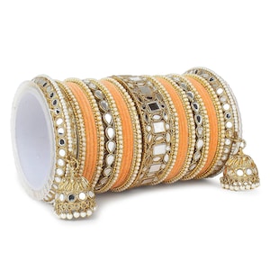 Traditional Mirror Velvet Bangles Set With Jhumki, Wedding Bangles ...