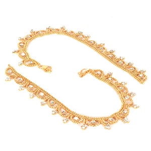 Traditional Gold Plated Thin String Anklet Handcrafted Payal/anklets, Anklets for Women, Indian ...