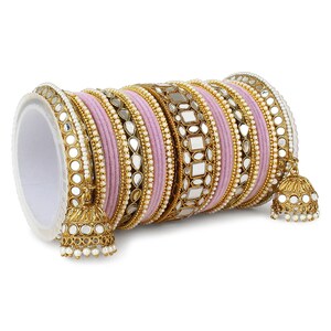 Traditional Mirror Velvet Bangles Set With Jhumki, Wedding Bangles ...