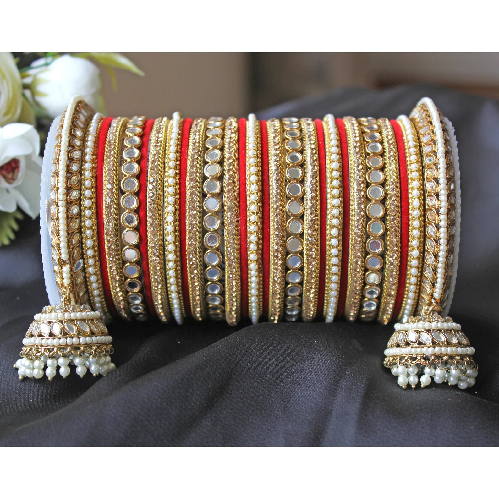 Indian Bangle Set Bridal Bangles Traditional Mirror Bangle - Etsy