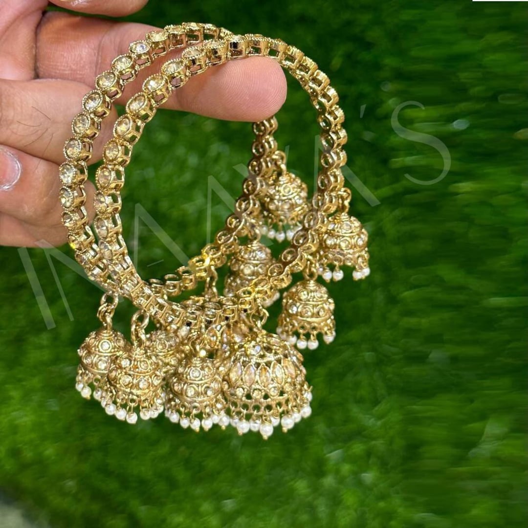 Antique Gold Reverse AD Premium Latkan Jhumki Bangle Set , Jhumki ...