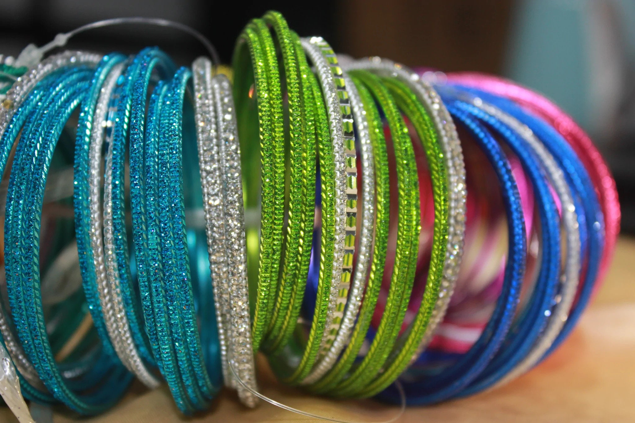 Indian Bangle Set Indian Bangles Glitter Bangles Pack of 12 - Etsy