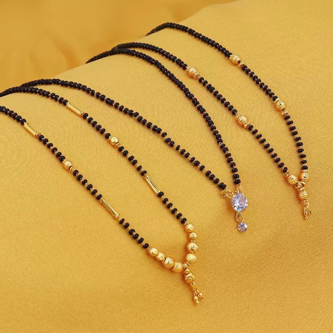 Combo Pack of 3 Gold Plated Cz Solitaire Mangalsutra / Gold - Etsy