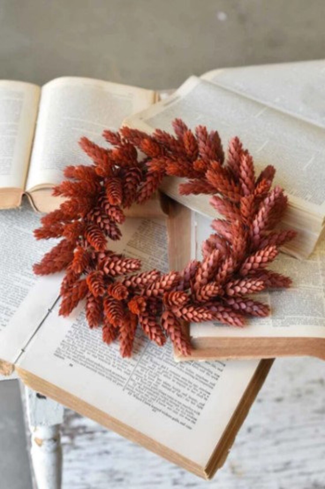 Red Hops Wreath/candle Ring Faux Fall Floral Fall Decor - Etsy