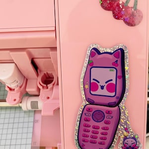 Y2K Cat Flip Phone 3D Vinyl Glitter Sticker - Etsy