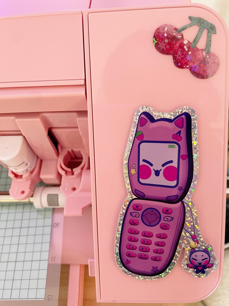 Y2K Cat Flip Phone 3D Vinyl Glitter Sticker - Etsy