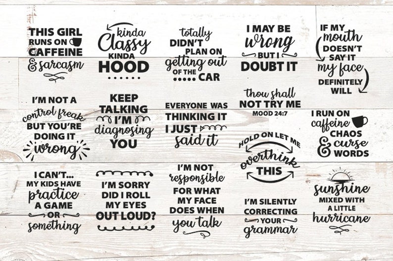 Sarcastic Bundle Svg Sarcastic Cut File Funny Quote Etsy